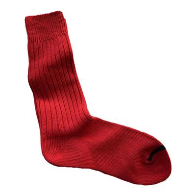 Stochastic红色粗线袜圣诞红新年长绒棉本命年堆堆袜喜庆结婚红袜