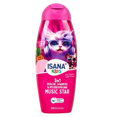 德国原装ISANA儿童洗发水护发素沐浴露二合一易冲洗300ml无泪配方