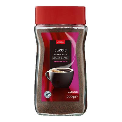 COLES速溶咖啡200g瓶装澳大利亚原装进口冷热双溶原味美式黑咖啡