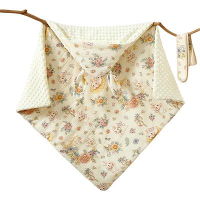 婴儿包被初生秋冬厚款纯棉襁褓新生儿豆豆绒抱被宝宝产房外出包单