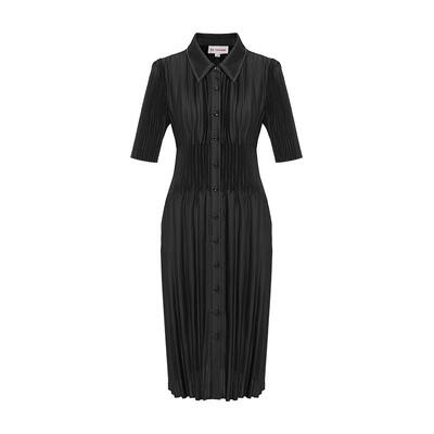 气质收腰小黑裙衬衫连衣裙雅莹