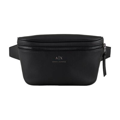 阿玛尼男士横款拉链纹理斜挎腰包