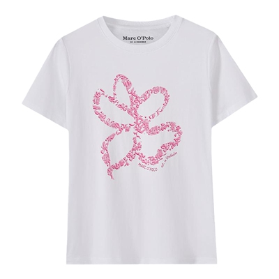 Marc O'Polo/MOP 夏季新款好看纯棉花朵印花圆领宽松短袖T恤女士