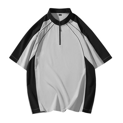 康博夏季拼接透气短袖T恤