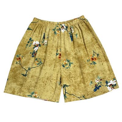 女士夏季棉绸睡裤短裤五分裤薄款人造棉大码小碎花显瘦凉快家居裤