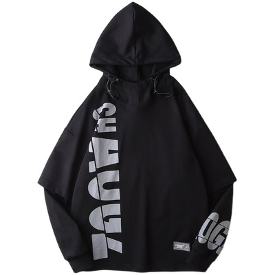 字母大印花潮流连帽情侣卫衣