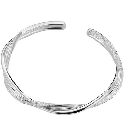 莫比乌斯环开口银手镯女纯银镯子