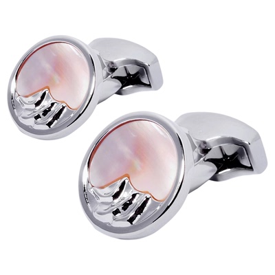 深海银光粉贝母法式袖扣