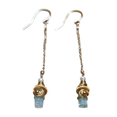 海蓝宝几何设计师风定制水晶耳线