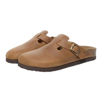 澳大利亚直邮EVERAU疯马牛皮鞋面松果半包头拖鞋保护双足脚感舒适