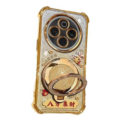 马年八方来财适用vivoy500手机壳新款高级电镀四角防摔y300外壳防摔渐变金色旋转支架防摔y500Pro保护套女款