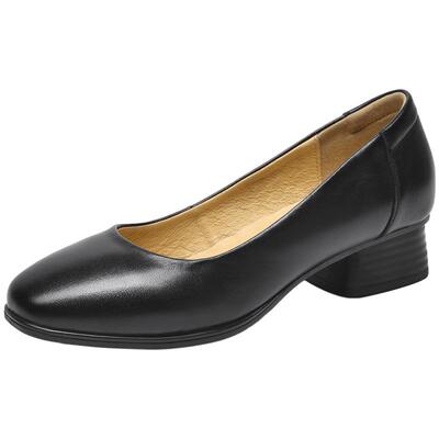 beau中跟圆头软底女士职业工作鞋