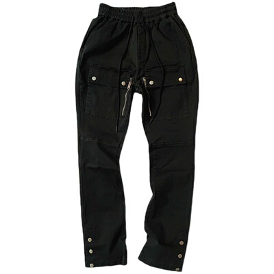 RHUDE长裤工装高街纽扣潮流做旧