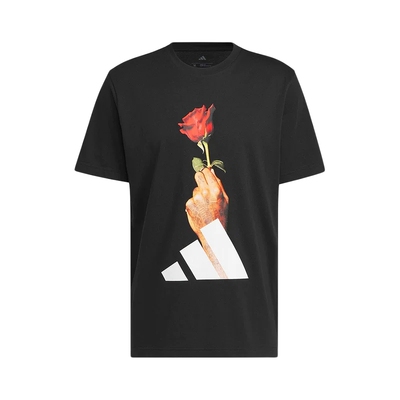 阿迪达斯罗斯系列棉质印花运动宽松上衣2026春男短袖T恤 KS2044