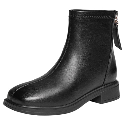 红蜻蜓粗跟显瘦弹力短靴