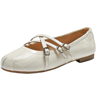 百丽法式银色芭蕾玛丽珍鞋2026春季新款软底真皮浅口单鞋3H9K1AQ6