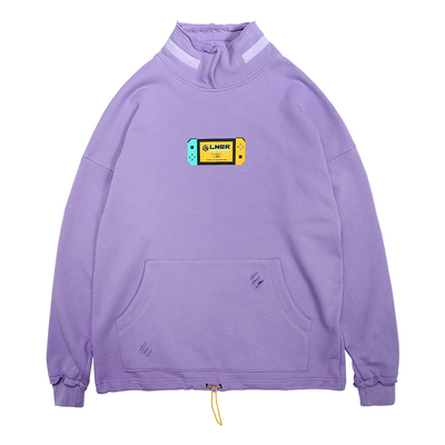 原创高领加大码oversize紫色卫衣