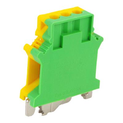 USLKG16接地端子16平方导轨式黄绿接地端子 UK16N接线端子接线柱
