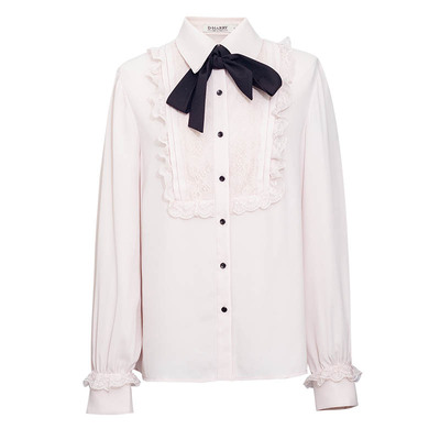 D-HARRY/迪哈利2026春季新款学院蕾丝粉色长袖衬衫DH261D91128B