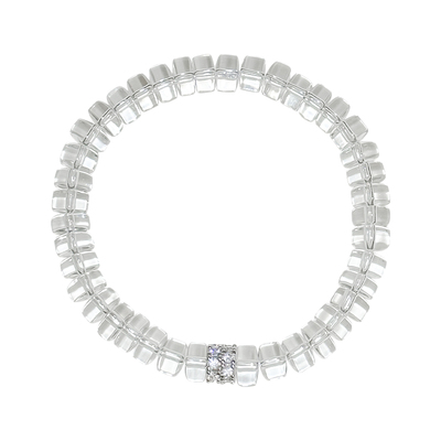 方糖家天然直切白水晶纯银手串