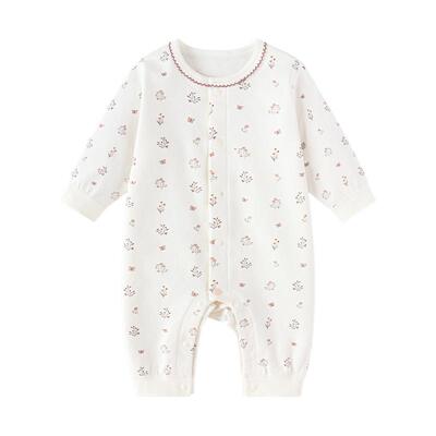 babylove【安心柔】女宝宝连体衣春秋纯棉哈衣婴儿衣服蝶舞花语