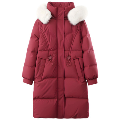 雅鹿2025新款女中长领羽绒服