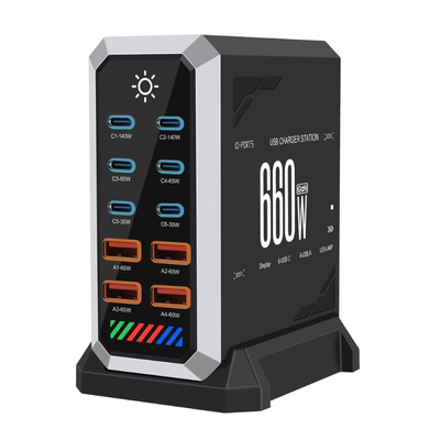 【660W氮化镓桌面充电站】3C认证PD3.1多口快充充电器 适用美标/英规/欧标/澳标 笔记本电脑手机平板大功率