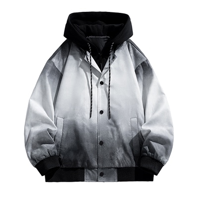 康博春季渐变拼接连帽宽松夹克