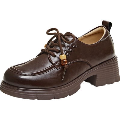 天美意厚底增高英伦乐福小皮鞋女软底复古单鞋2026春新款BM851AM6