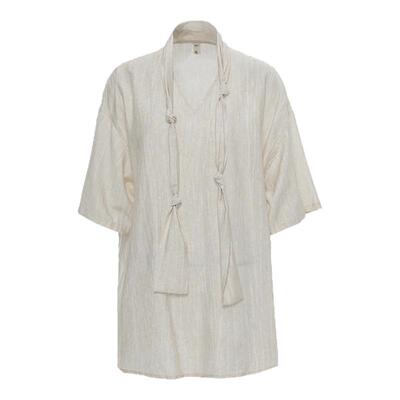 APOZi collection【衍生水墨】新中式绑结衬衫夏新款复古短袖衬衣
