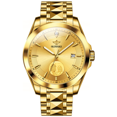 真金浮雕男士手表全自动机械表男