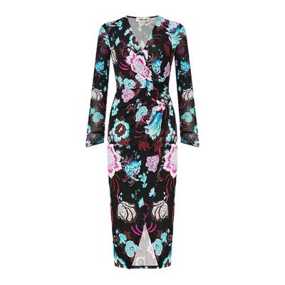 [新品首降]DVF2026春夏新款柳枝花卉轻薄修身侧开叉连衣裙DL4T020