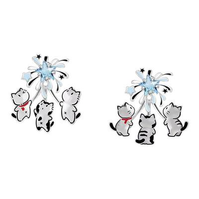 MASW麻秀高级感烟火星辰猫咪耳钉