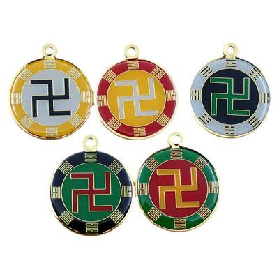 阴差阳错化解黄白黑万夫妻不合事业红绿中黄三色太极图万字符挂件