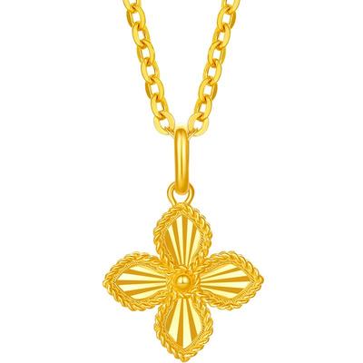 周六福黄金吊坠5G足金计价四叶草挂件送女友新年礼物官方旗舰店