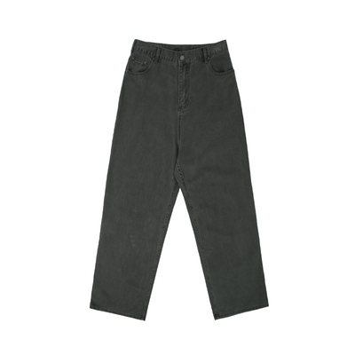 白色军绿色宽松牛仔裤阔腿