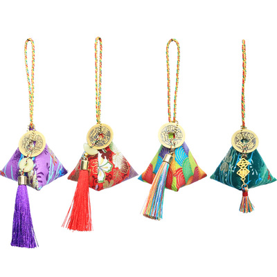 纯艾叶三角香囊铜钱粽子挂件香包