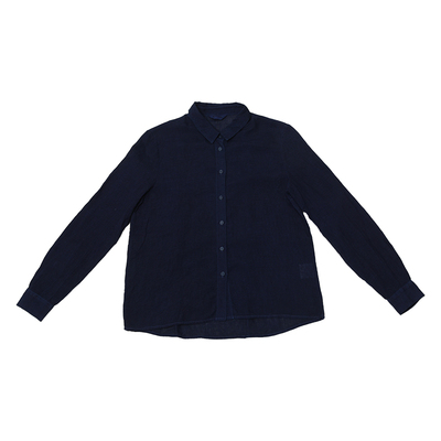 远家经典款草木蓝染亚麻基础衬衫