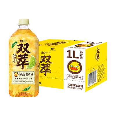 统一双萃柠檬茶清爽解腻1L*8瓶