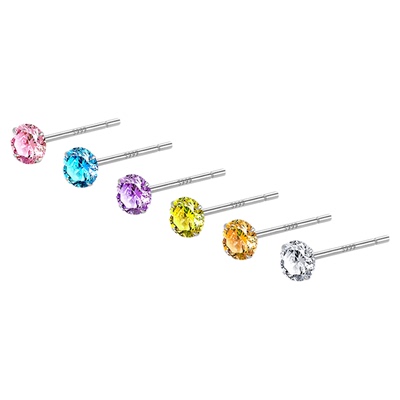 999纯银耳钉养耳洞钻石耳环耳棒