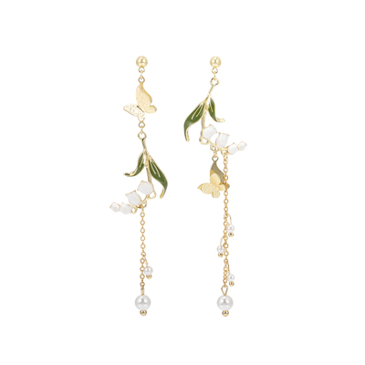 原创设计风铃花朵超仙925银针耳钉森系百搭耳饰耳环无耳洞耳夹女