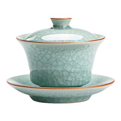 汝窑三才碗开片冰花功夫茶具