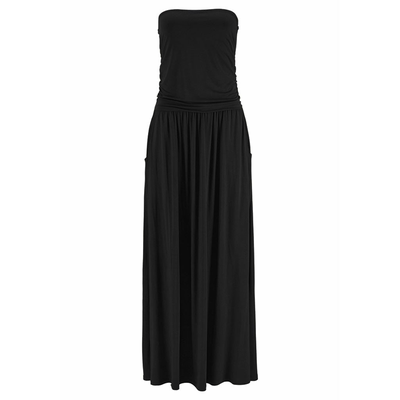 New fashion solid color long dress with waist and waist