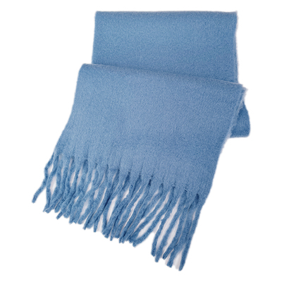 冰川蓝围巾女款2025新款蓝色冬季韩系百搭高级感简约加厚保暖围脖