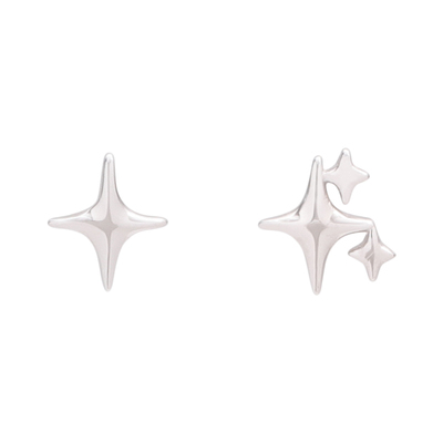 FourPin925银闪烁流星耳钉男女