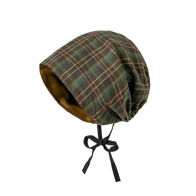 废土风复古格纹堆堆帽辣妹时髦