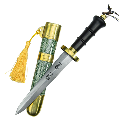 龙泉宝剑鱼肠短剑鱼皮千层钢黑檀