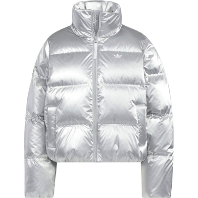 adidas阿迪达斯三叶草女子运动休闲保暖亮面立领羽绒服外套KC5402