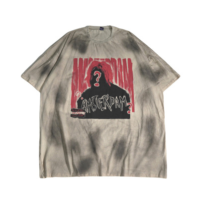 潮牌oversize做旧短袖T恤