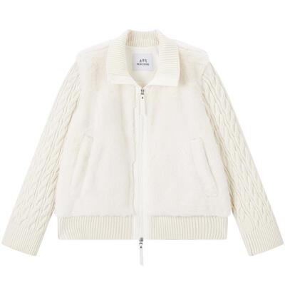 【商场同款】太平鸟短款直筒立领短外套女仿裘皮外套A3AEF4211